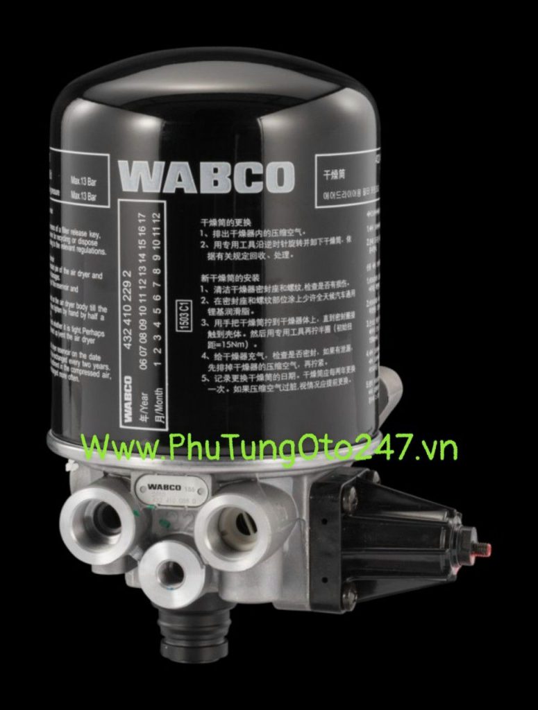 Wabco 4324100880 Air Dryer (Single Cannister) - PHỤ TÙNG 247
